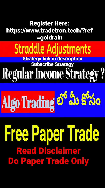 Short Straddle Adjustments | Intraday Best Strategy #algo #tradetron ...