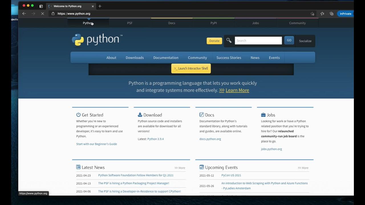 Installing Python 3.9.4 in Mac OS X - YouTube
