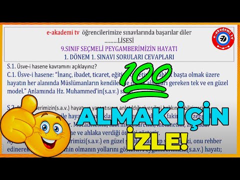 9 Peygamberimizin Hayatı 1.Dönem 1.Yazılı Cevapları 