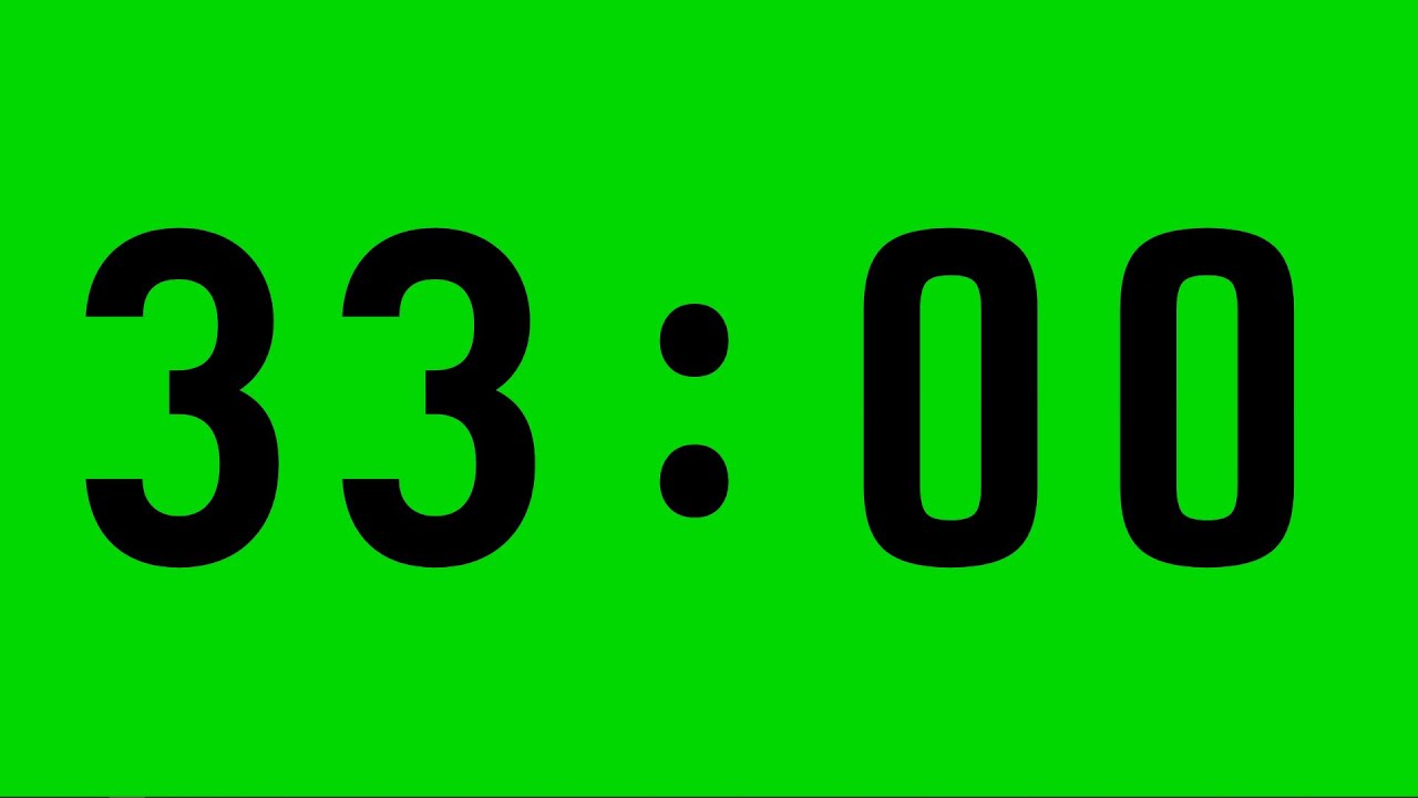 33 Minute Countdown Timer Chroma Key / No Sound - YouTube