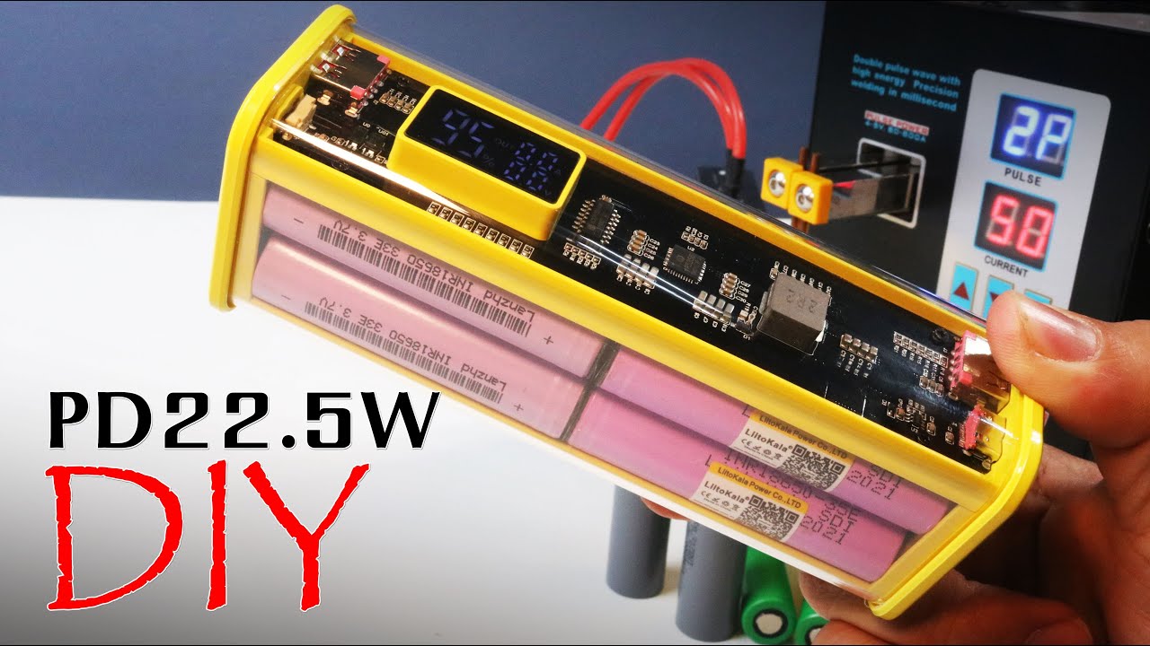 DIY Power bank PD22.5W 26400mAh แบตเตอรี่สำรอง - YouTube