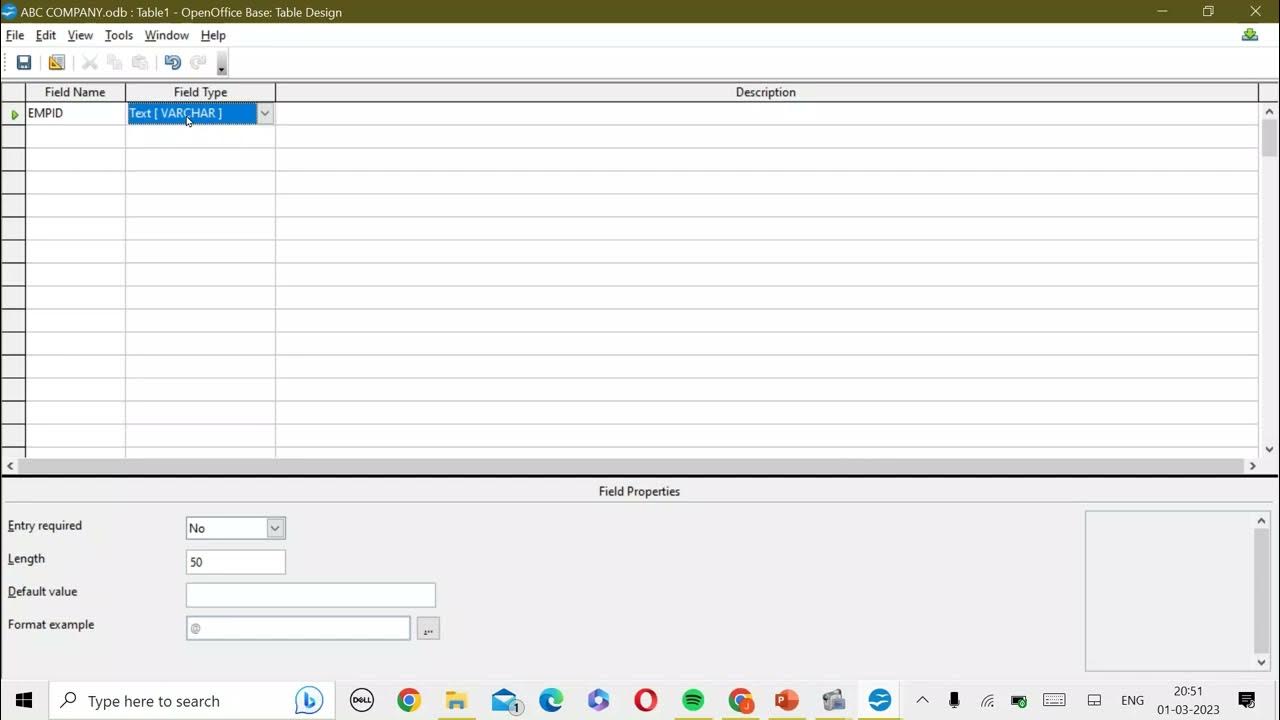 CREATING TABLES IN BASE USING DESIGN VIEW - YouTube