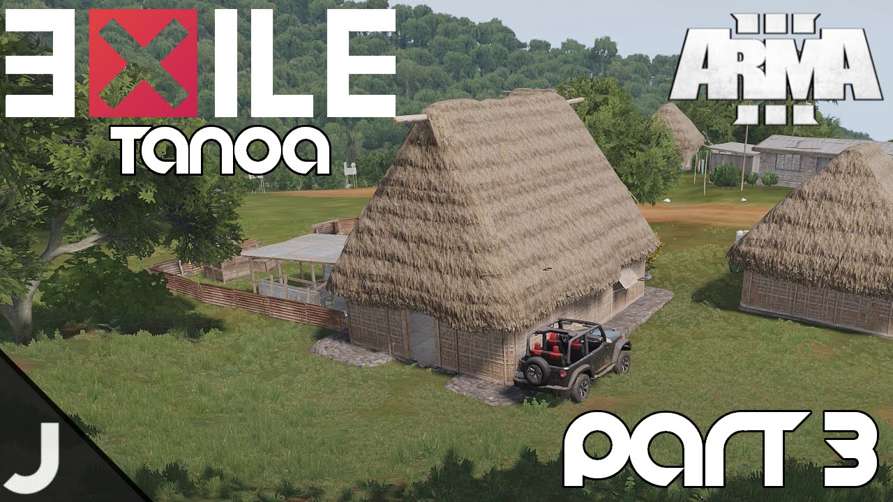 ArmA 3: Exile Mod Tanoa - Part 3 - Base Hut! - YouTube