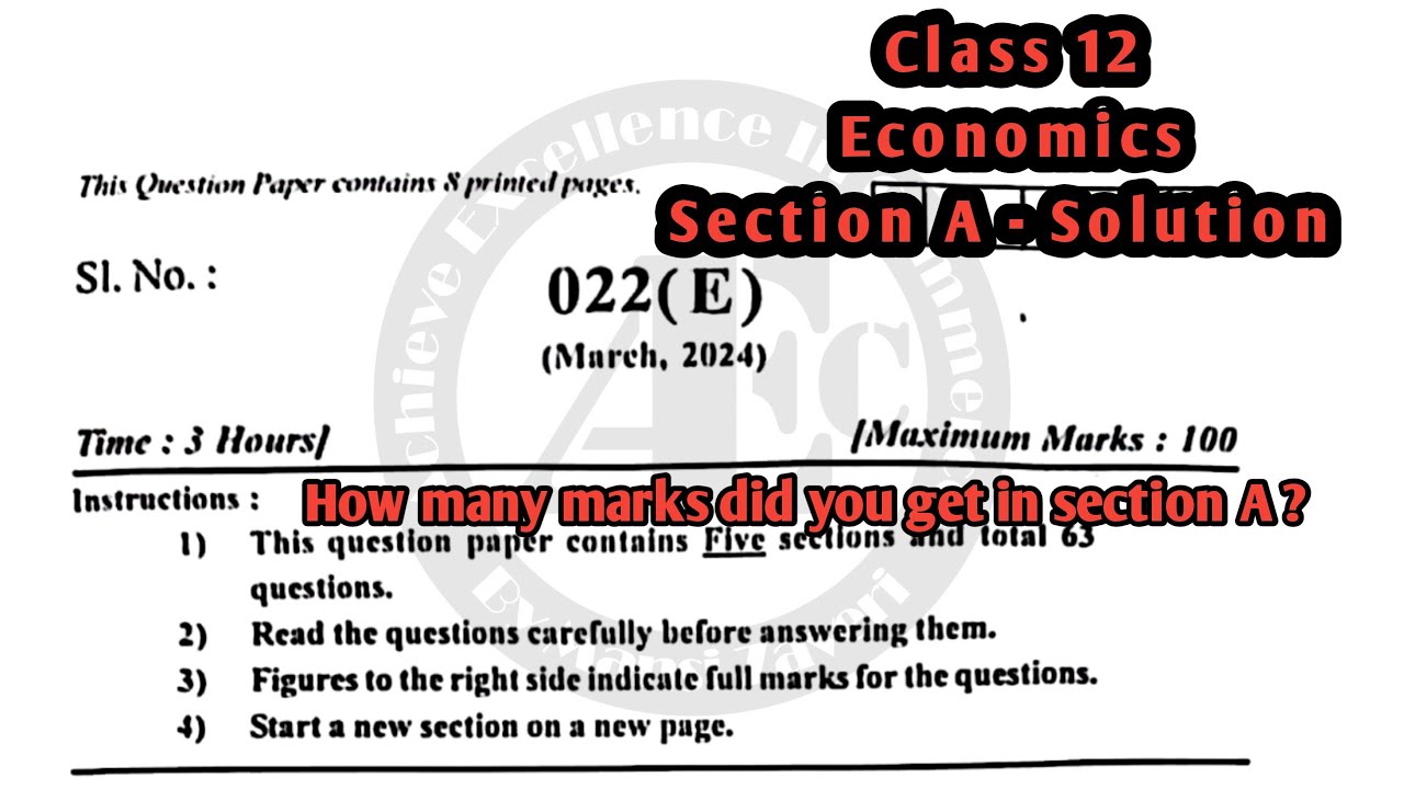 economics paper solution march 2024 | class 12 eco paper solution march ...