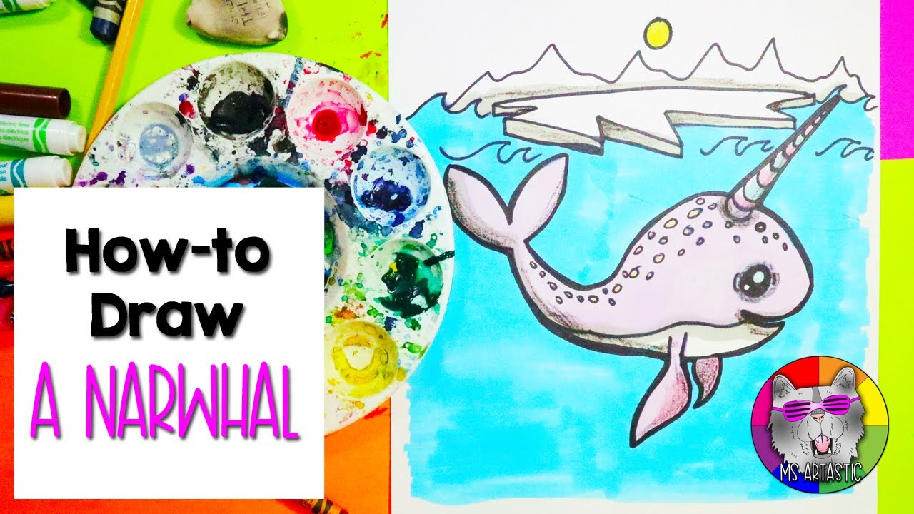 How-To Draw a Narwhal, Step-by-Step Drawing Tutorial for Kids! - YouTube