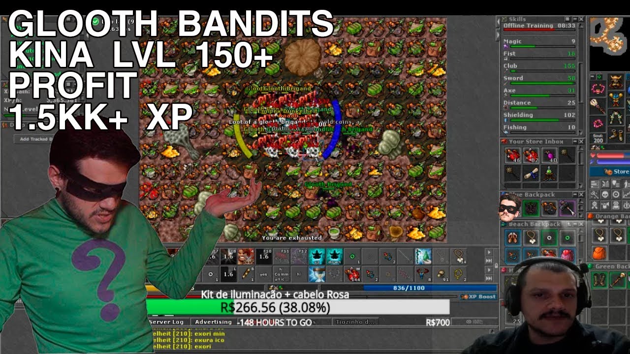 Tibia - Knight lvl 150+ Glooth Bandits - PROFIT - XP 1.5KK+ - YouTube