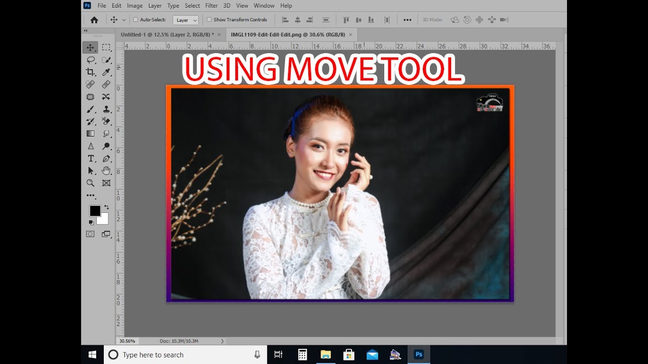 Photoshop, using Move Tool for beginner. - YouTube