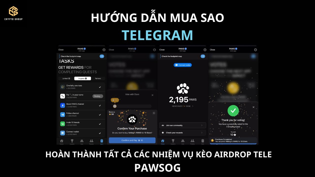 Hướng dẫn nạp tiền mua sao Telegram và hoàn thành tất cả các nhiệm vụ ...
