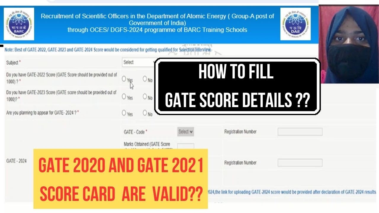 How to Upload GATE SCORE while applying for BARC OCES 2024?? Need to ...