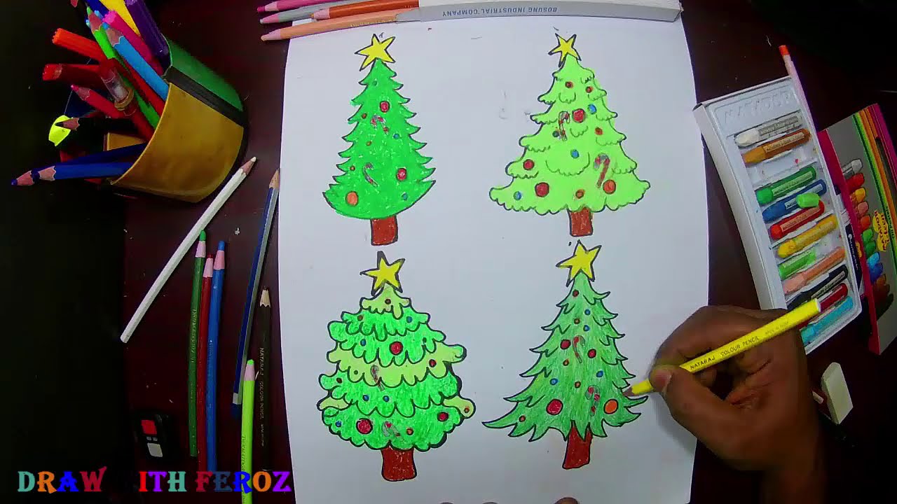 How to draw decorative Christmas pine tree ?#pine #pinetree - YouTube