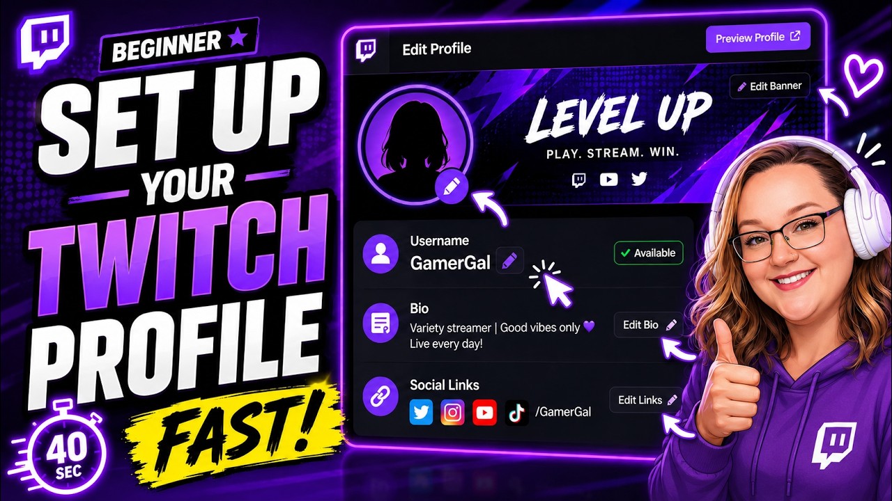 1-Minute Tutorial: Setting Up Your Twitch Profile, FAST! - YouTube