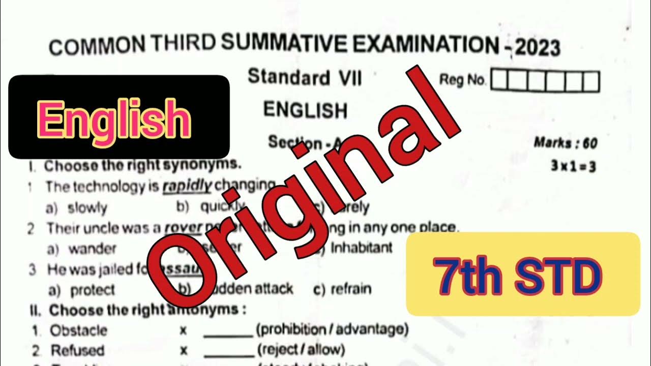 class 7 English original 2023 3rd term question paper @GjStudies - YouTube