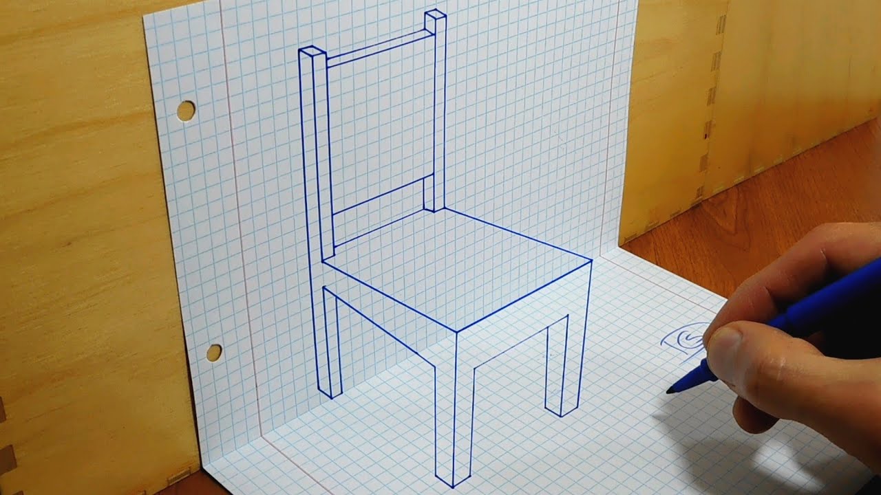 How to Draw a Chair 3D Trick art on Graph paper - YouTube
