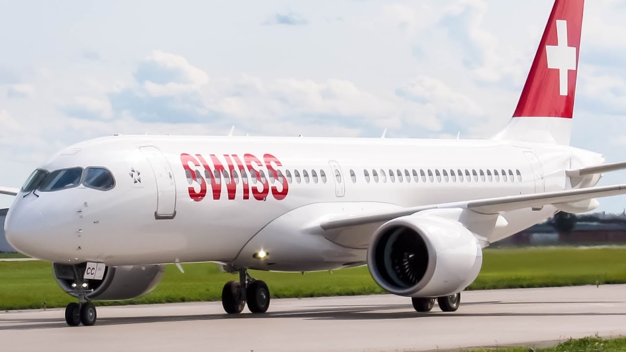 Swiss Bombardier CS300 (BCS3) Go around, landing & departing Montreal ...