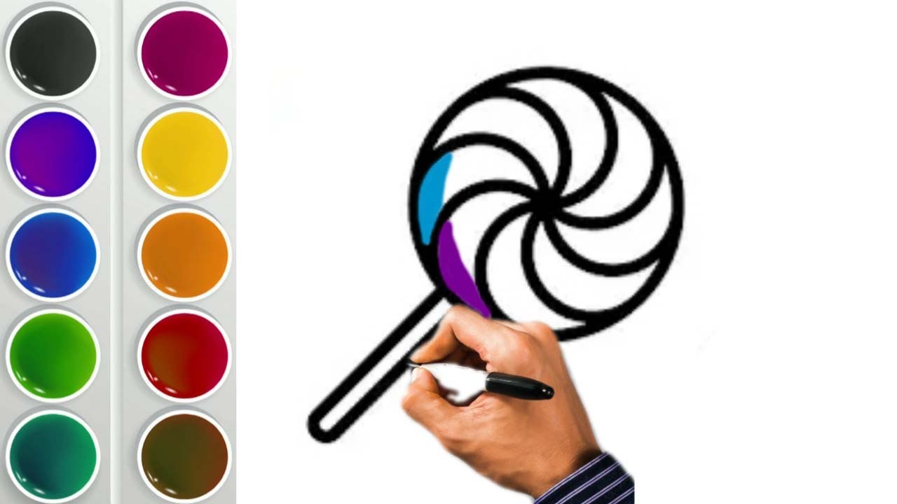 How to Draw a Cute Easy Lollipop for Kids Step by Step - YouTube