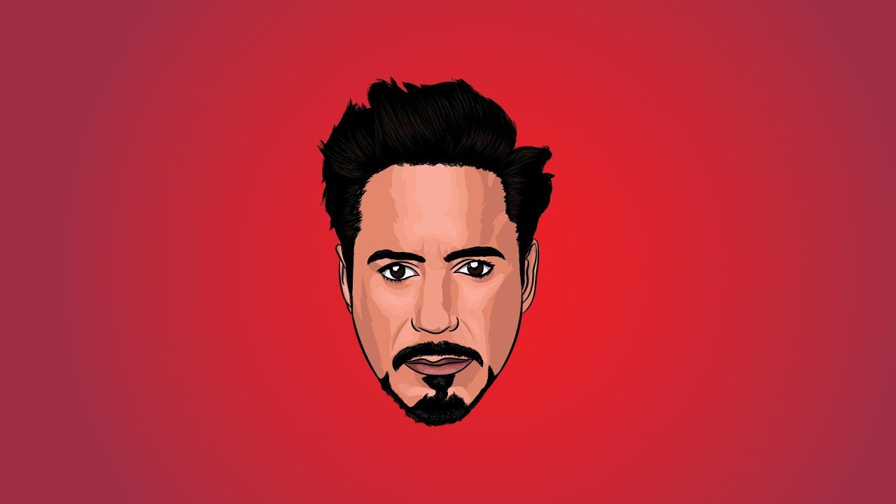 How to draw Tony Stark (RDJ) with mouse in adobe illustrator. - YouTube