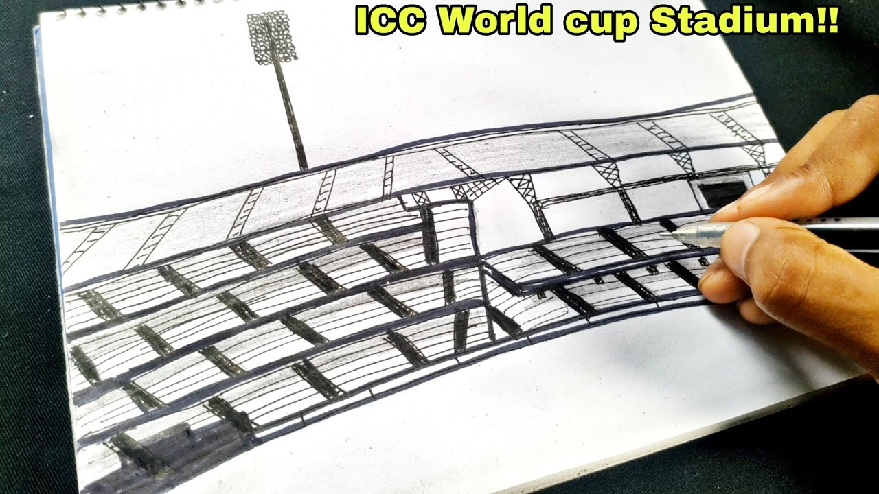 How to draw wankhede Cricket Stadium - Mumbai Stadium - SHN Best Art ...