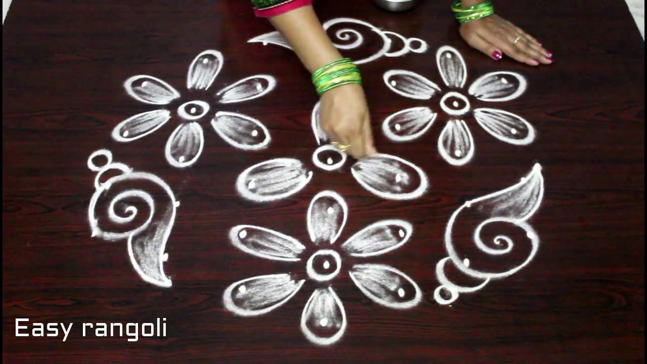 simple shanku kolam designs with dots , easy chukkala muggulu , latest ...