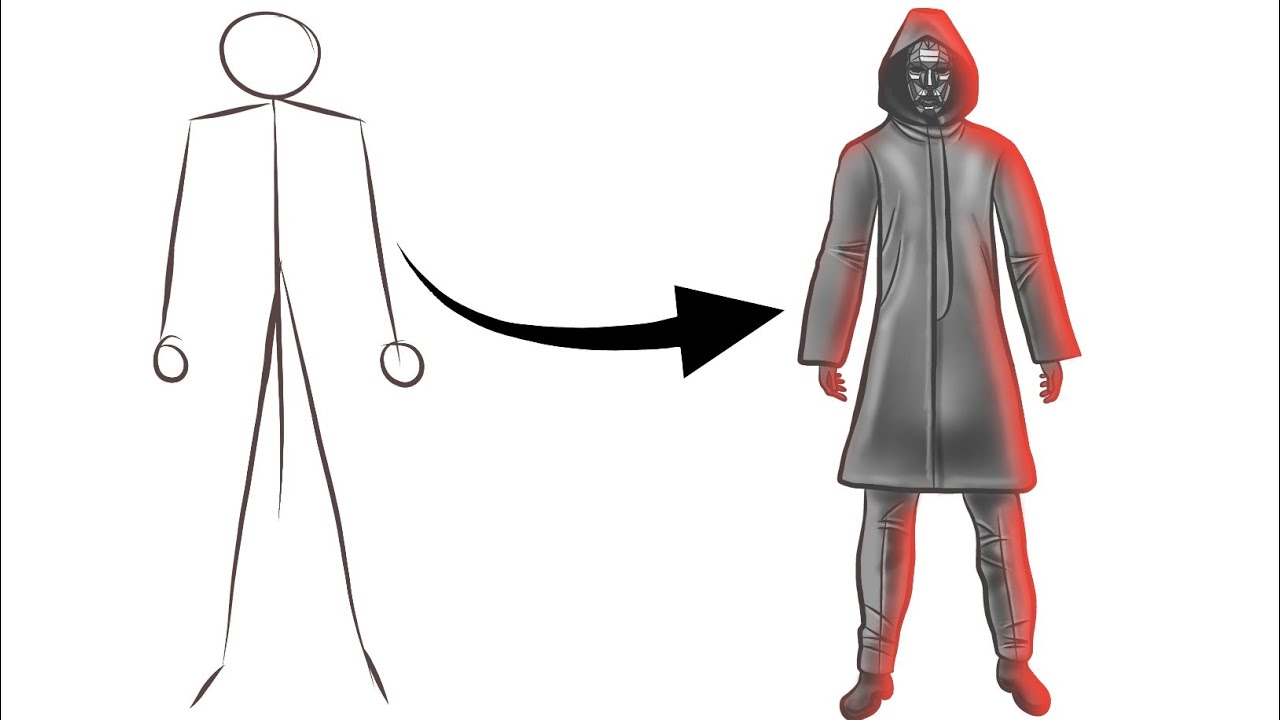 How To Draw Front Man From a Stick Man in an Easy Step by Step | Full ...