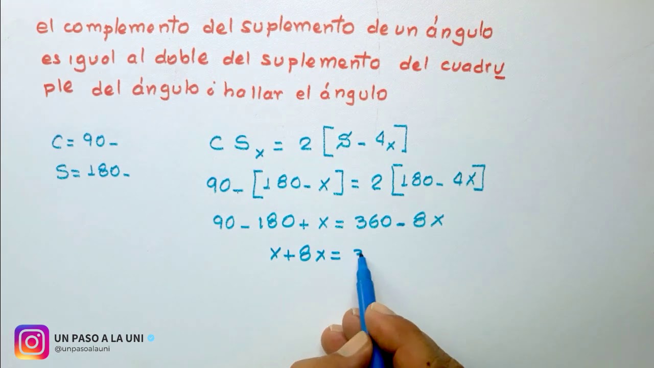 COMPLEMENTO︱EJERCICIOS RESUELTOS PASO A PASO︱GEOMETRIA︱COMPLEMENTO Y SUPLEMENTO #04︱UN PASO A LA ...