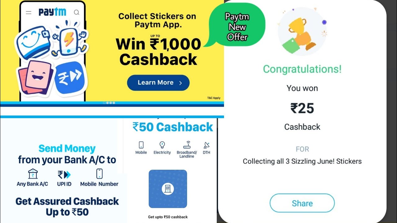 Paytm New Send Money Offer / Scan & Pay Offer / Paytm Sizzling Cash ...
