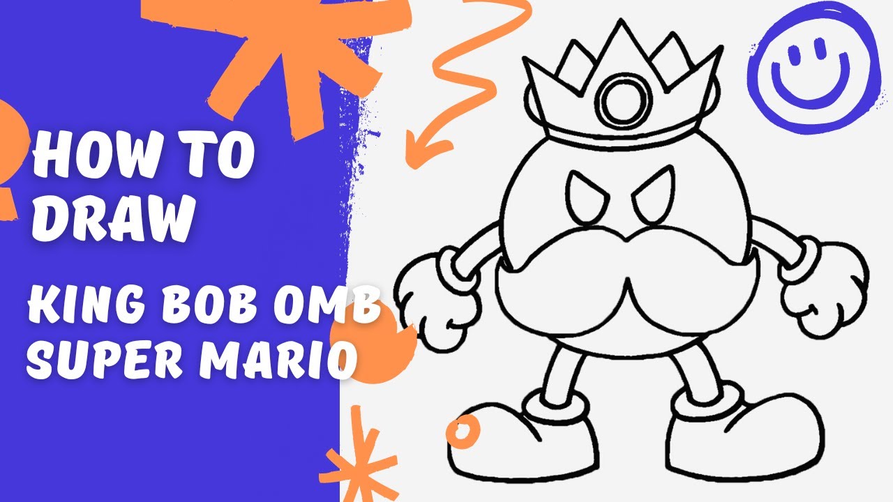 How To Draw King Bob Omb Super Mario - YouTube