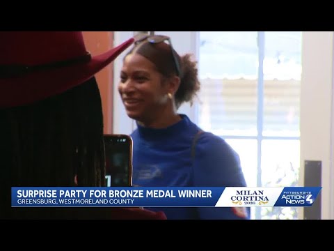 Olympic medalist Jasmine Jones welcomed home with surprise party in Pennsylvania
