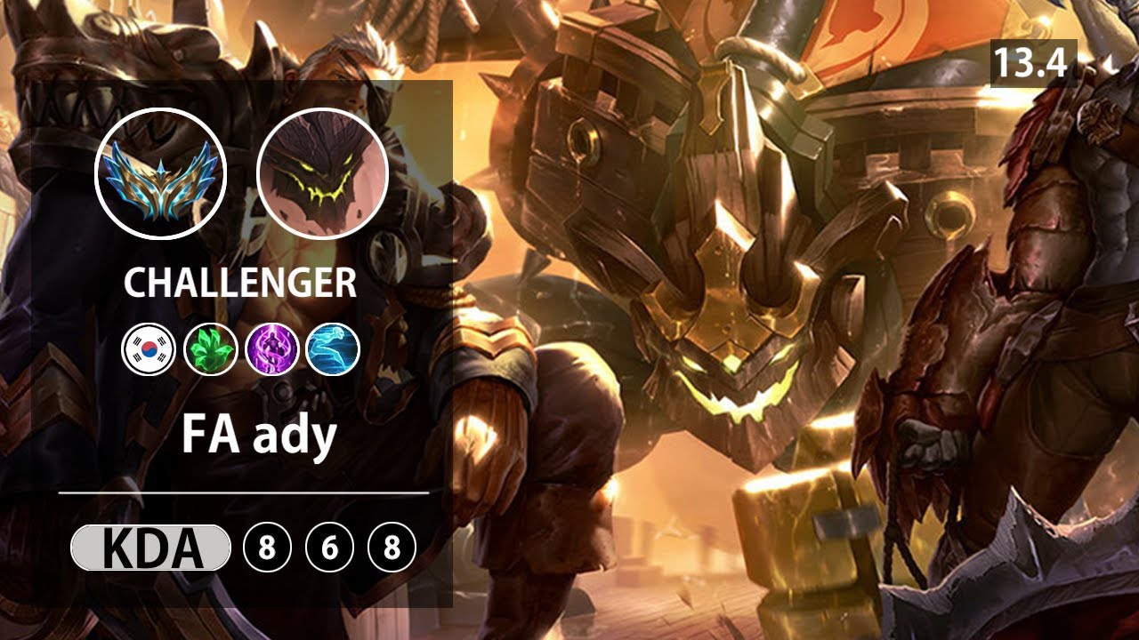 롤 랭킹 26위 챌린저 탑 말파이트 " FA ady " | Patch 13.4 - YouTube