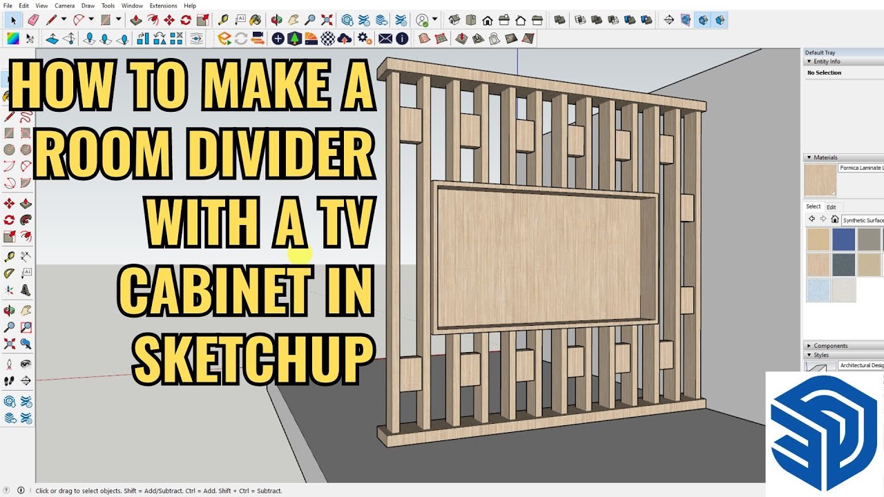HOW TO MAKE A ROOM DIVIDER WITH A TV CABINET IN SKETCHUP - YouTube