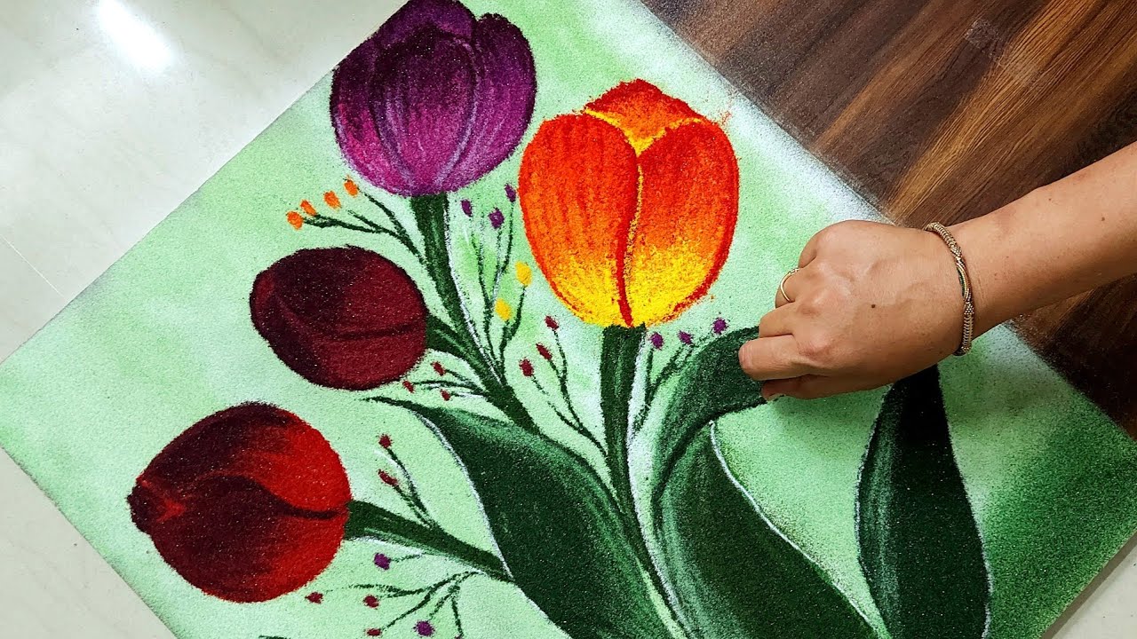 Multicoloured Poster Rangoli of Flowers | Unique Creative Beautiful ...