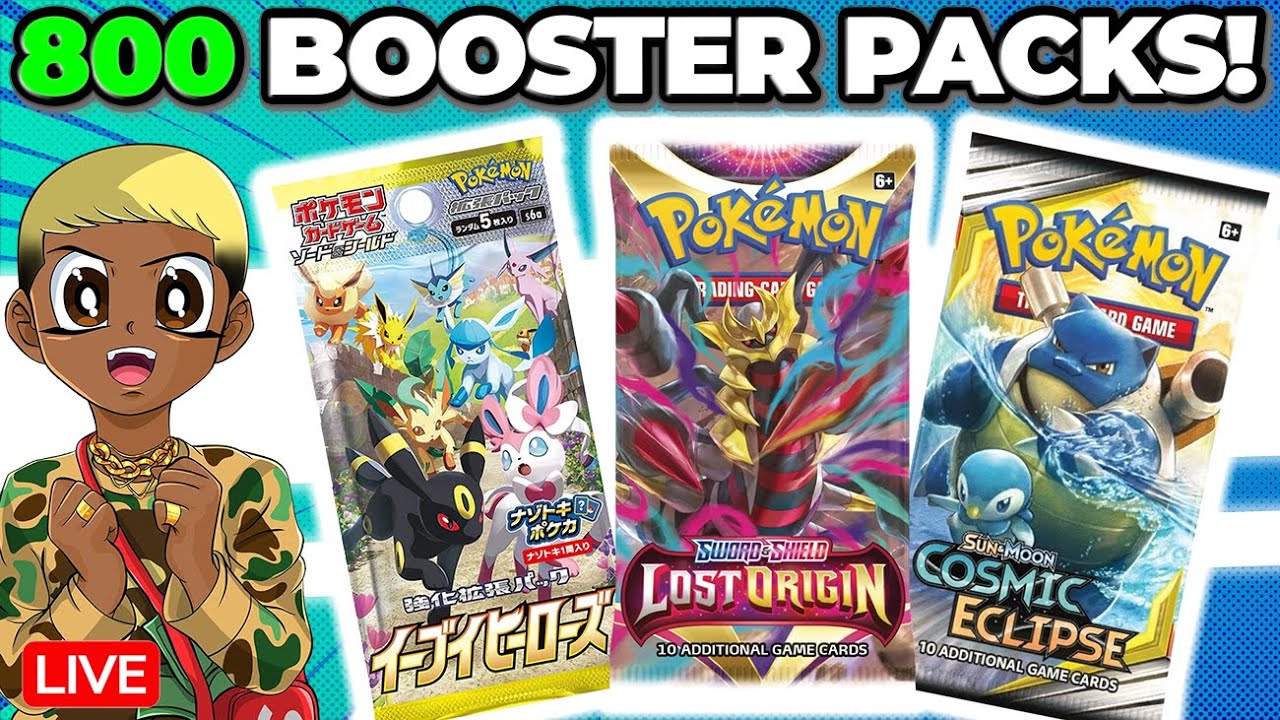 800 Pokemon Booster Pack OPENING! (Lost Origin, Eevee Heroes & More ...