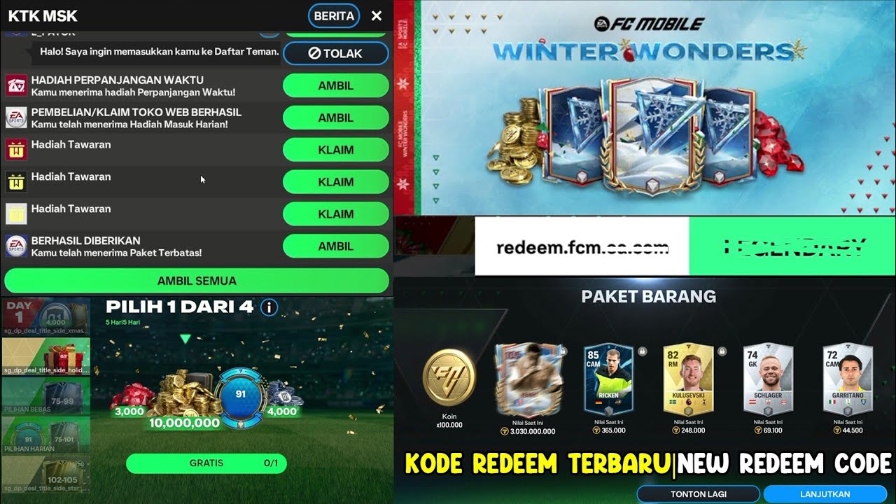 KODE REDEEM TERBARU FC MOBILE HARI INI EVENT WINTER WONDERS - UPDATE NEW REDEEM CODE FC MOBILE ...