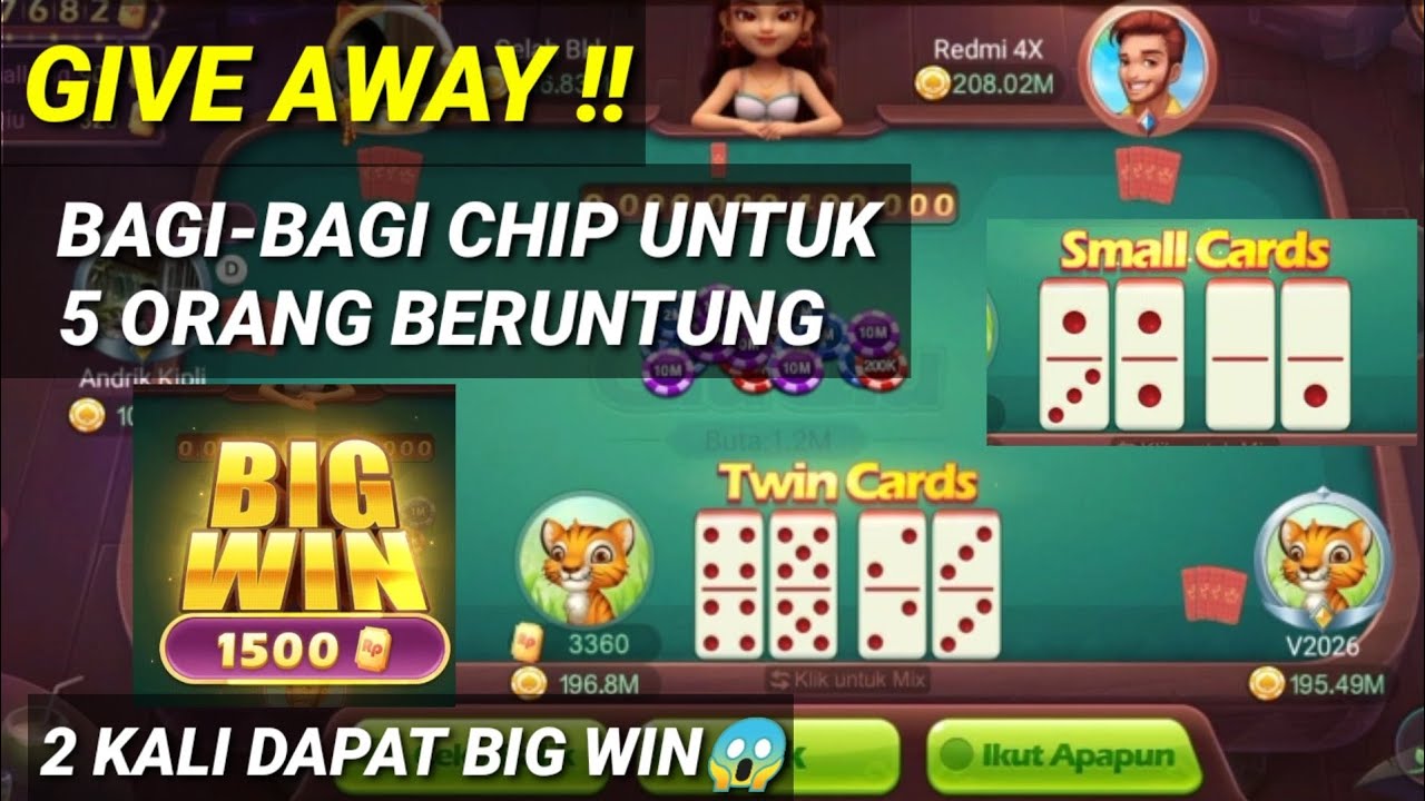 TRIK MAIN DOMINO QIU QIU ALL IN AGAR MENANG TERUS | GIVE AWAY HIGGS ...