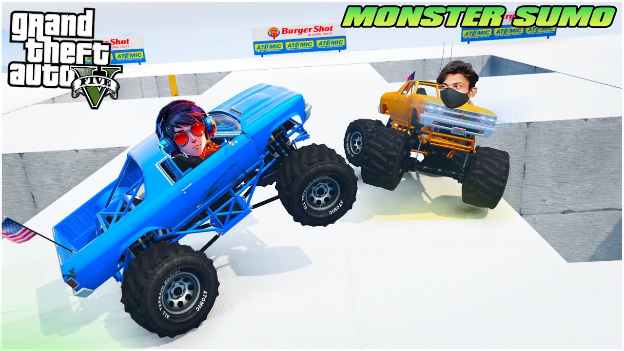 GTA5 MONSTER TRUCK SUMO | Epic BATTLE With Our GANG | Tarunam Playz ...