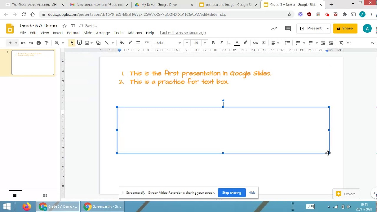 how to insert text box in Google Slide - YouTube