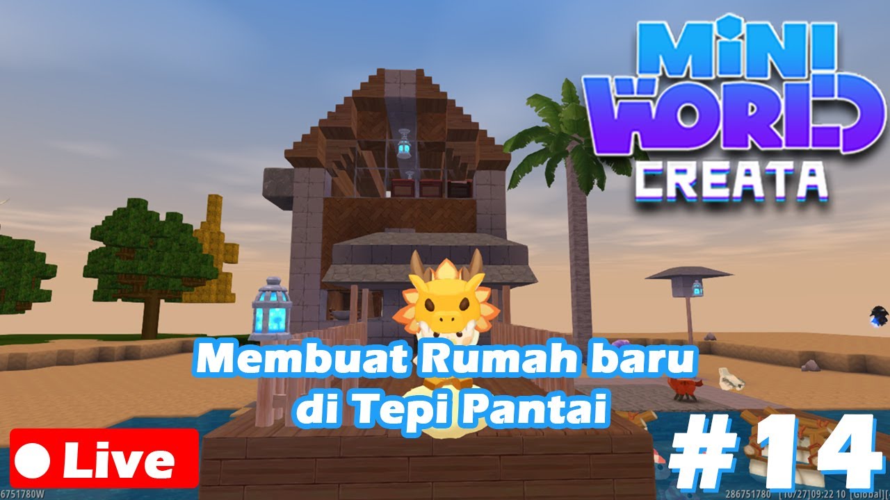 Mini World Creata #14 | Buat Rumah Sederhana di Tepi Pantai Lagi - YouTube