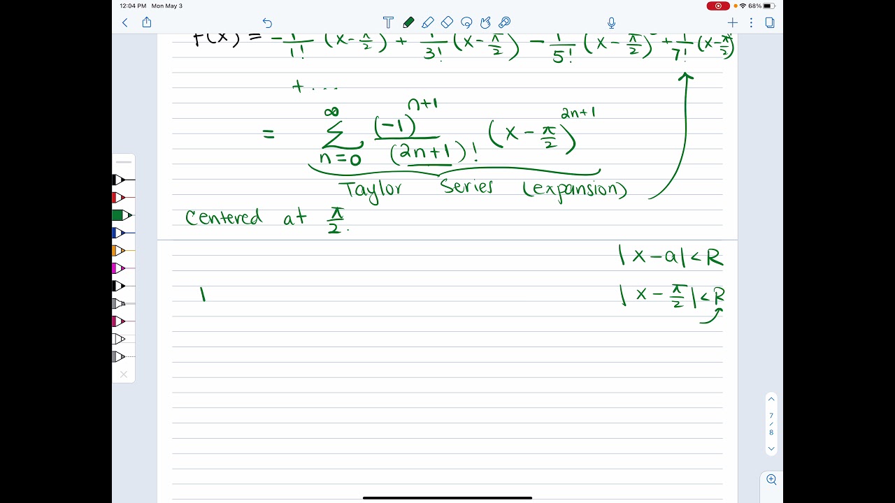 Finding a Taylor Series for cos (x) centered at pi/2 - YouTube