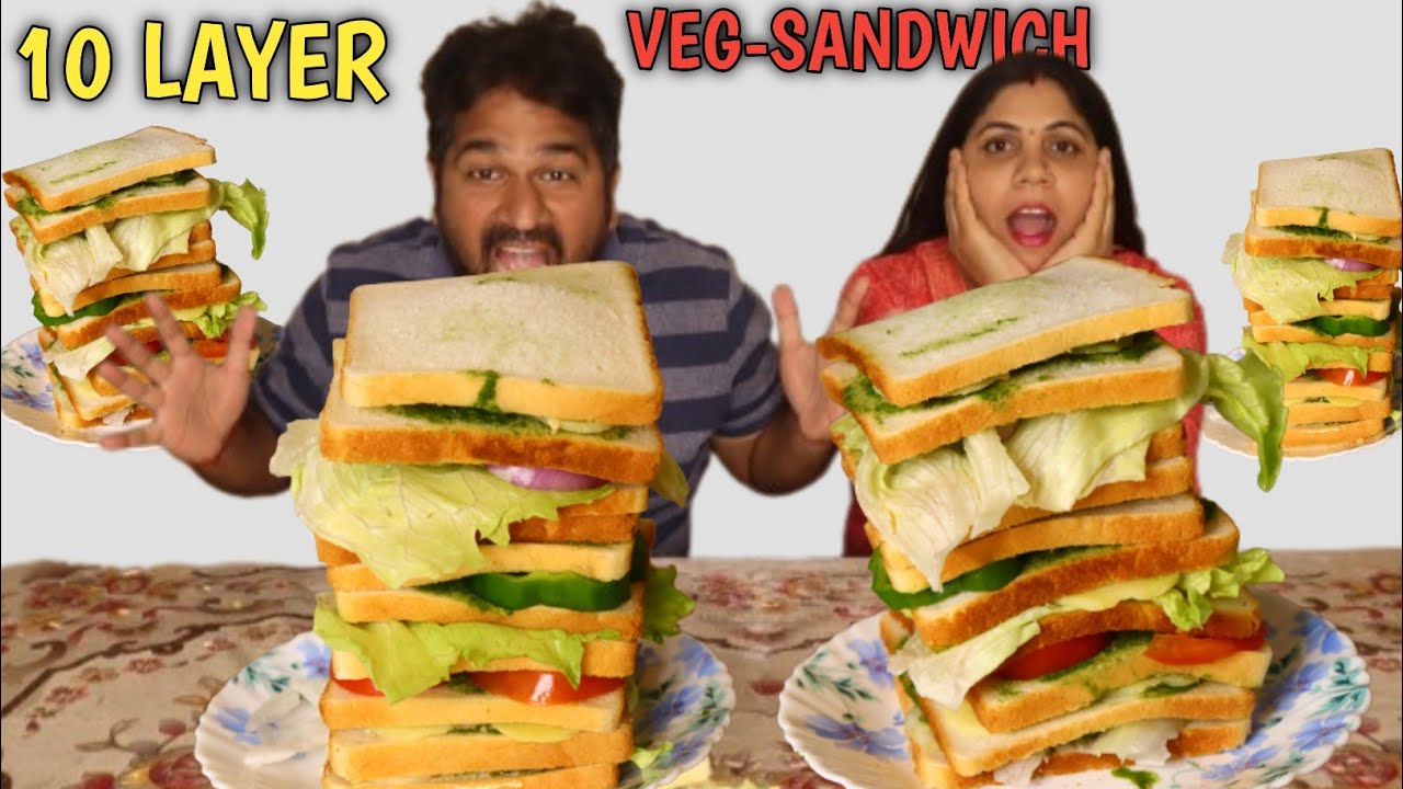 10 LAYER VEG SANDWICH EATING CHALLENGE | VEG-SANDWICH | STREET FOOD ...