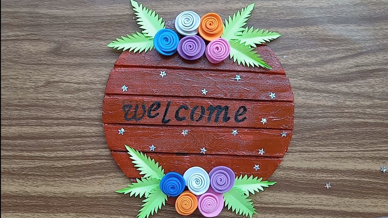 easy diy paper craft / diy paper wall hanging / diy welcome board / diy ...