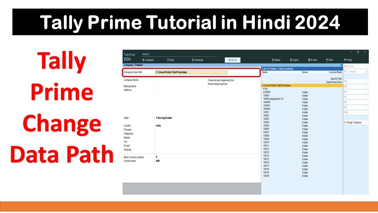 Change Data Path in Tally Prime | Change File, Company Data Location in Tally Prime - YouTube