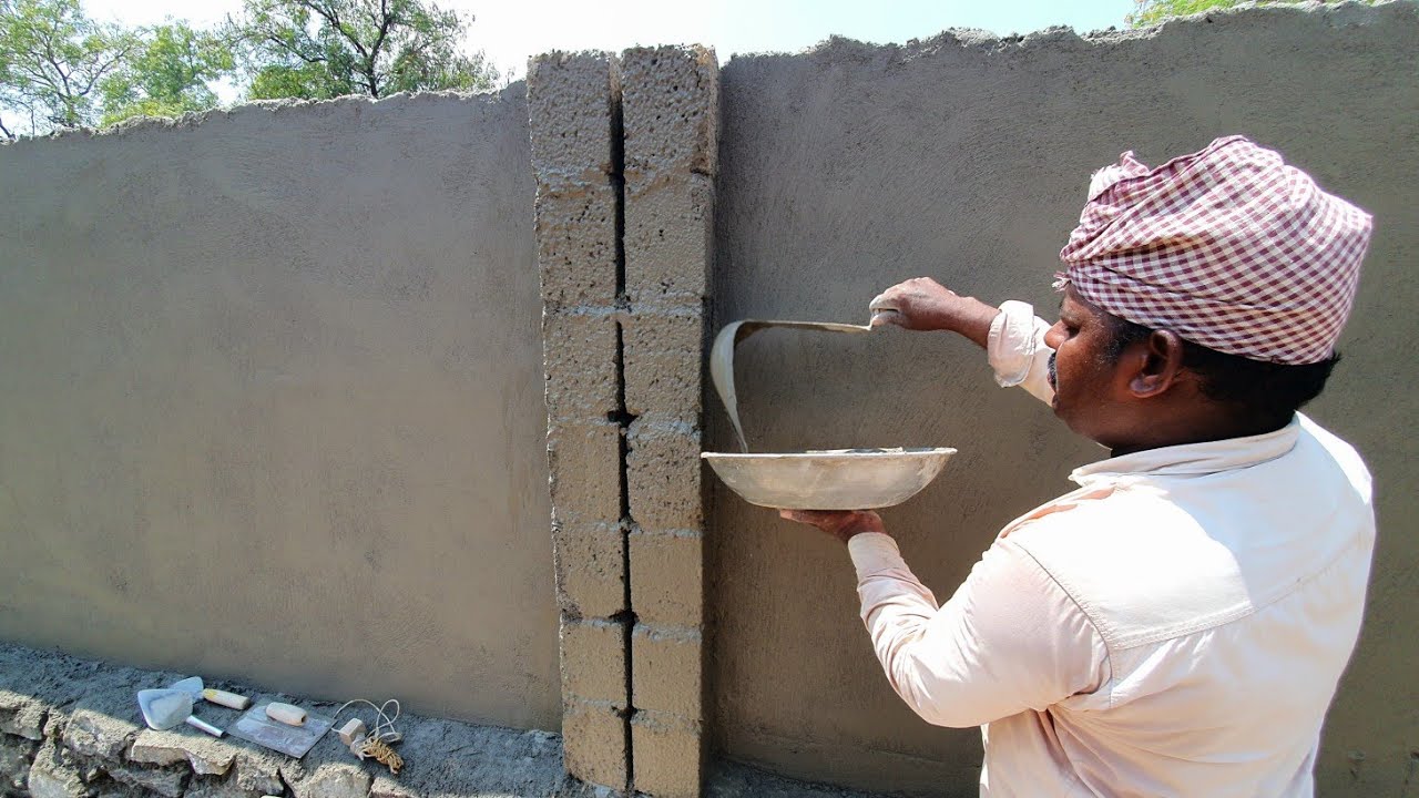 Pillar Plastering on Compound_Hollow Blocks Pillar Plastering with ...