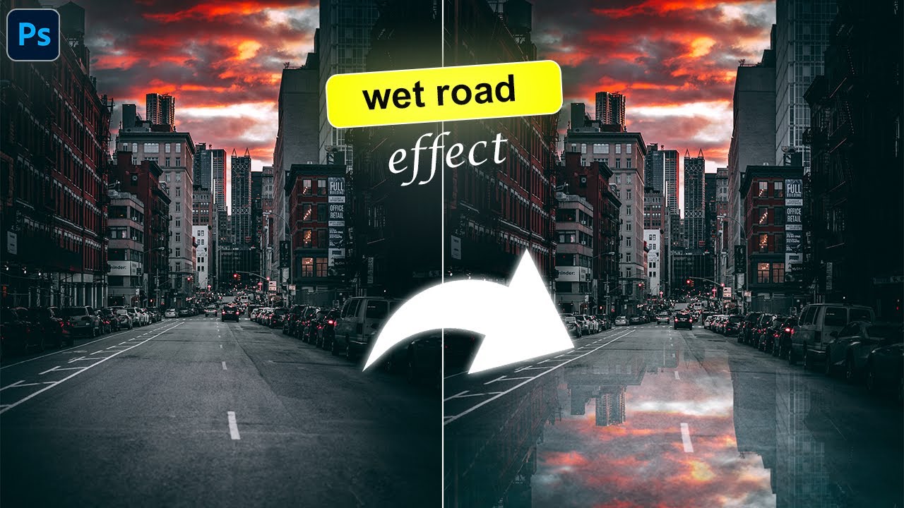 Wet Road Effect in Photoshop | short tutorial | #photoshop - YouTube