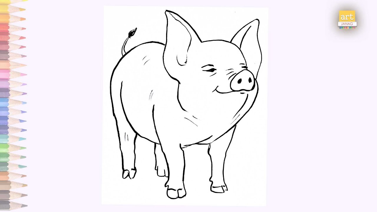 Funny pig drawing | How to draw A Pig | art janag - YouTube