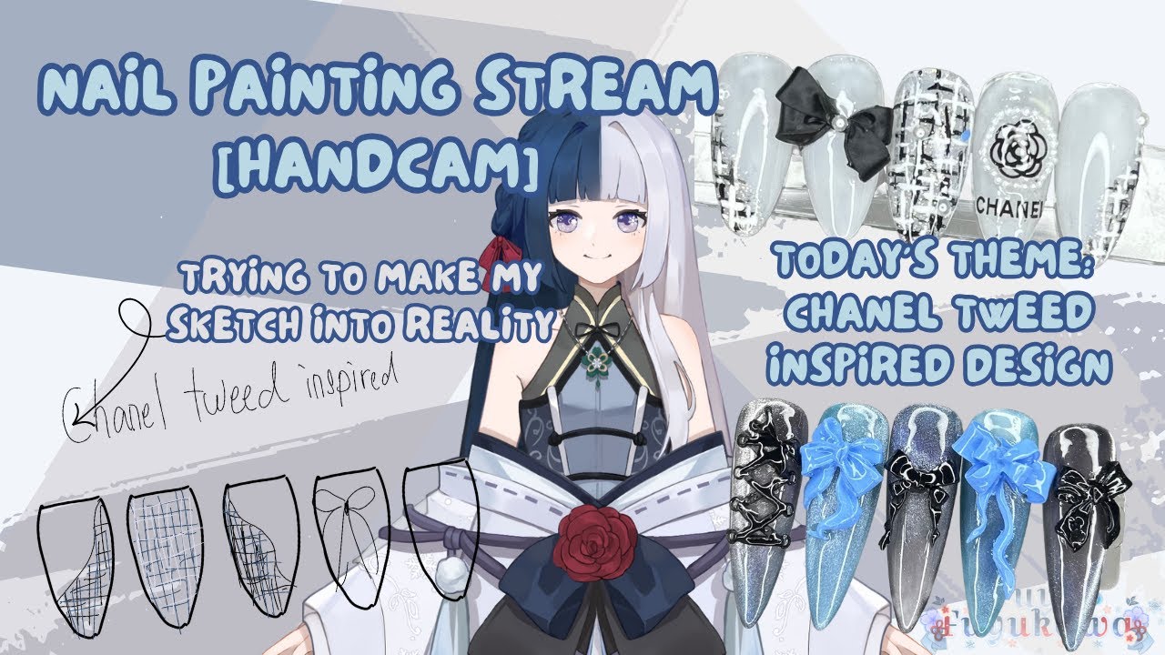 [Nail Art Stream] Today's theme: Chanel tweed jacket [Handcam] - YouTube