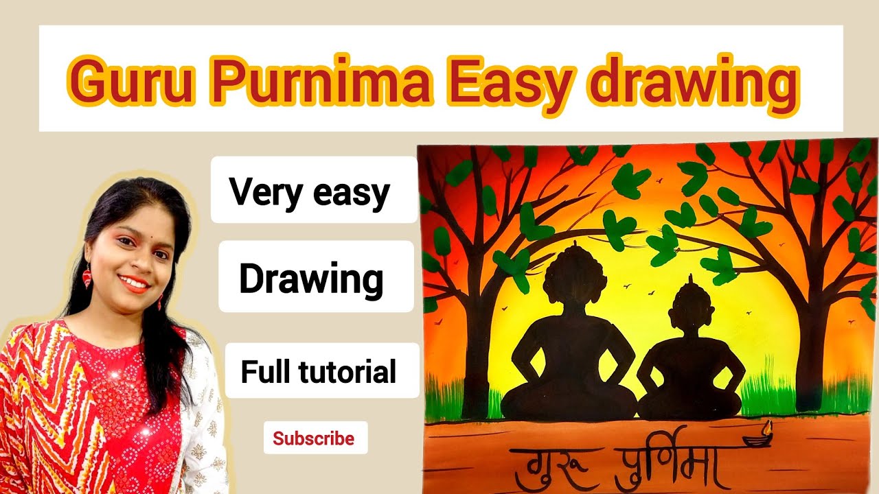 Guru Purnima Easy Drawing | Guru Purnima Painting | Special gift for ...
