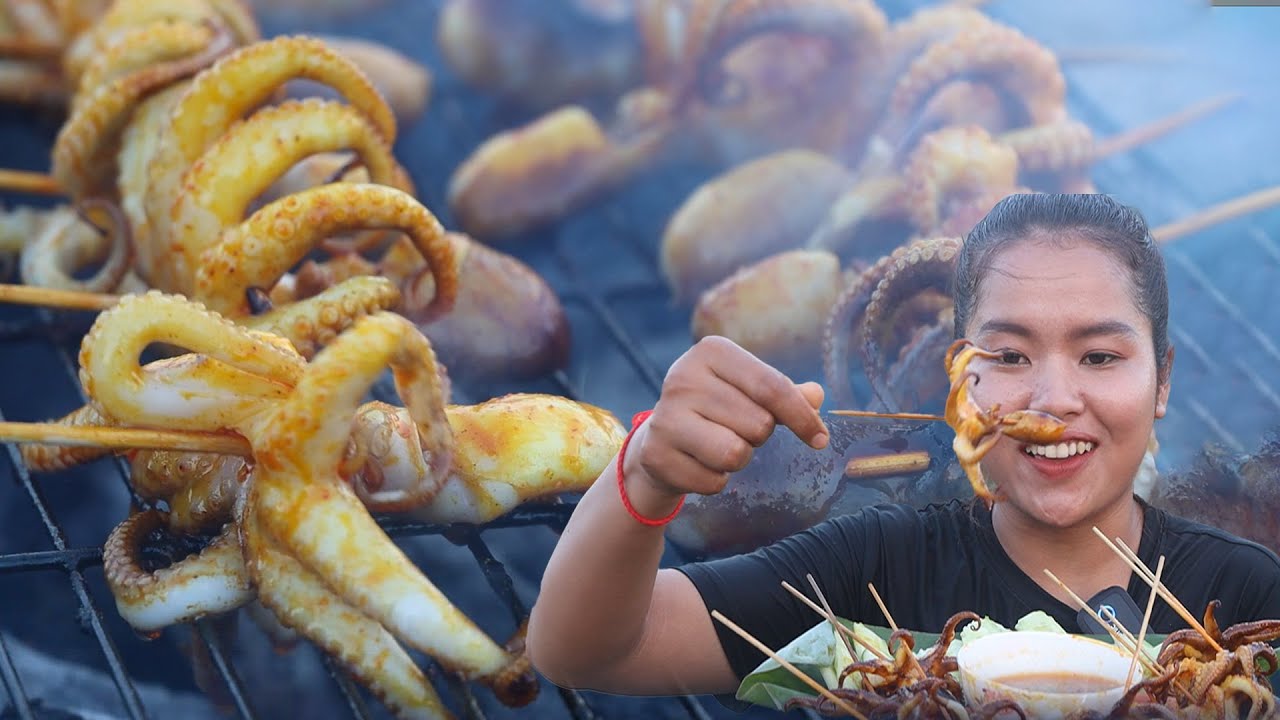 Yummy Grilling Squids With Sauce | SIS Cooking TV - YouTube