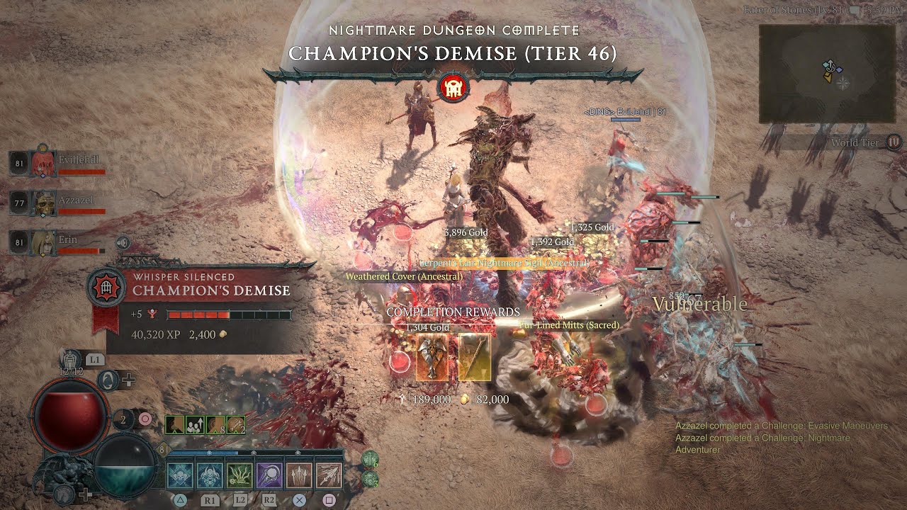 Diablo IV Lv. 81 Tier 46 Champions Demise Nightmare Dungeon Torment ...