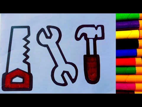 How To Draw Carpenter Tools||Kids Drawing Video And Tollders||Carpenter ...
