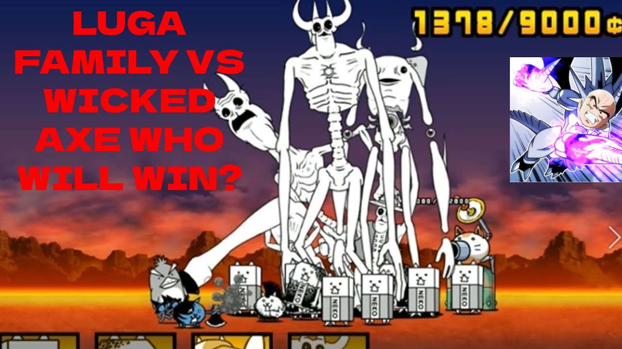 The Battle Cats WICKED AXE VS LUGA FAMILY Devil's War - YouTube