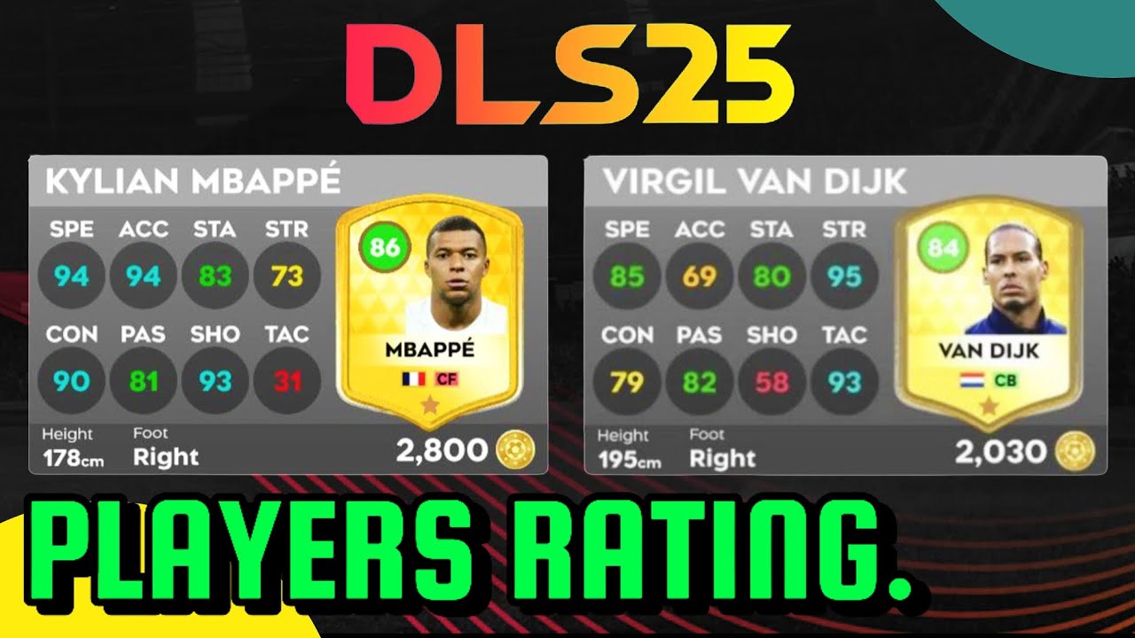 DLS 25 PLAYERS RATING(p_4) | DREAM LEAGUE SOCCER 2025! part_4. - YouTube
